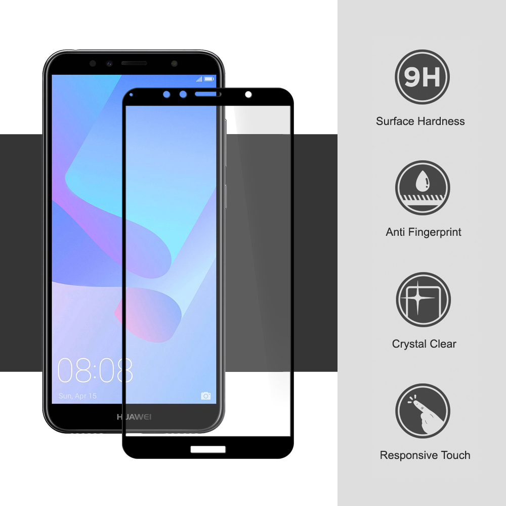 Full Tempered Glass Screen Protector for Huawei Y6 (2018) Black